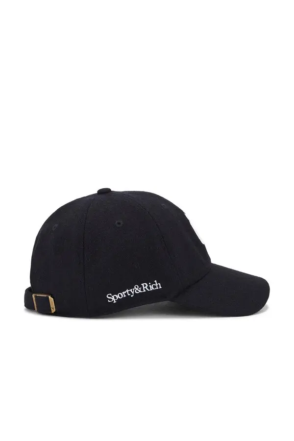 帽子 Sporty & Rich Yankees serif wool hat Yankees Serif Hat - White/Navy – Sporty & Rich